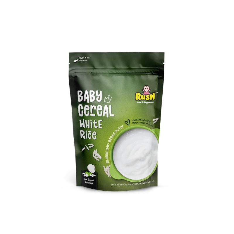 RUSH BABY – WHITE RICE CEREAL 150g 10sachets x 15g – OH MY BABY FOOD